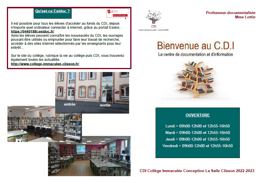Le CDI - Collège immaculée