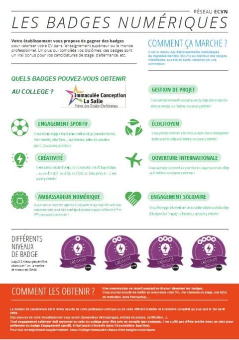 Les badges numériques - Collège immaculée